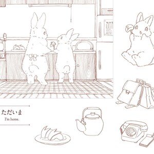 Rabbits and Nostalgic Japanese Scenery - Japanese Coloring Book - Etsy