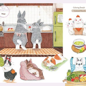 Rabbits and Nostalgic Japanese Scenery - Japanese Coloring Book - Etsy