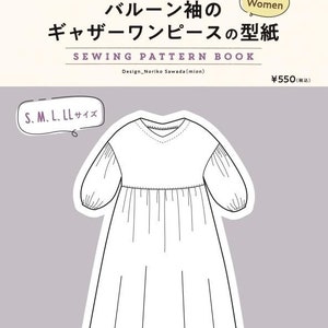 Balloon Sleeve Gathered Dress Pattern for Women - Japanese Craft Books ...