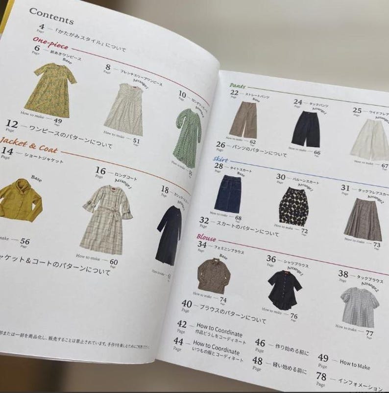 Clothes Made by Arranging the 5 Base Models From Katagami Style - Japanese Craft Books - Etsy