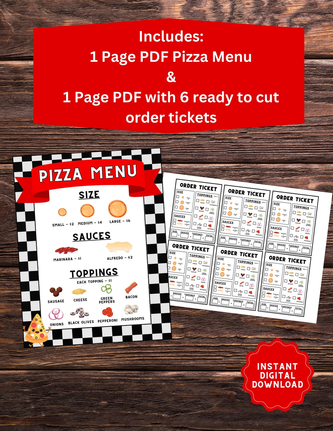 Pretend Play Pizza Menu Set, Pizza Restaurant Play, Pizza Pretend Play ...