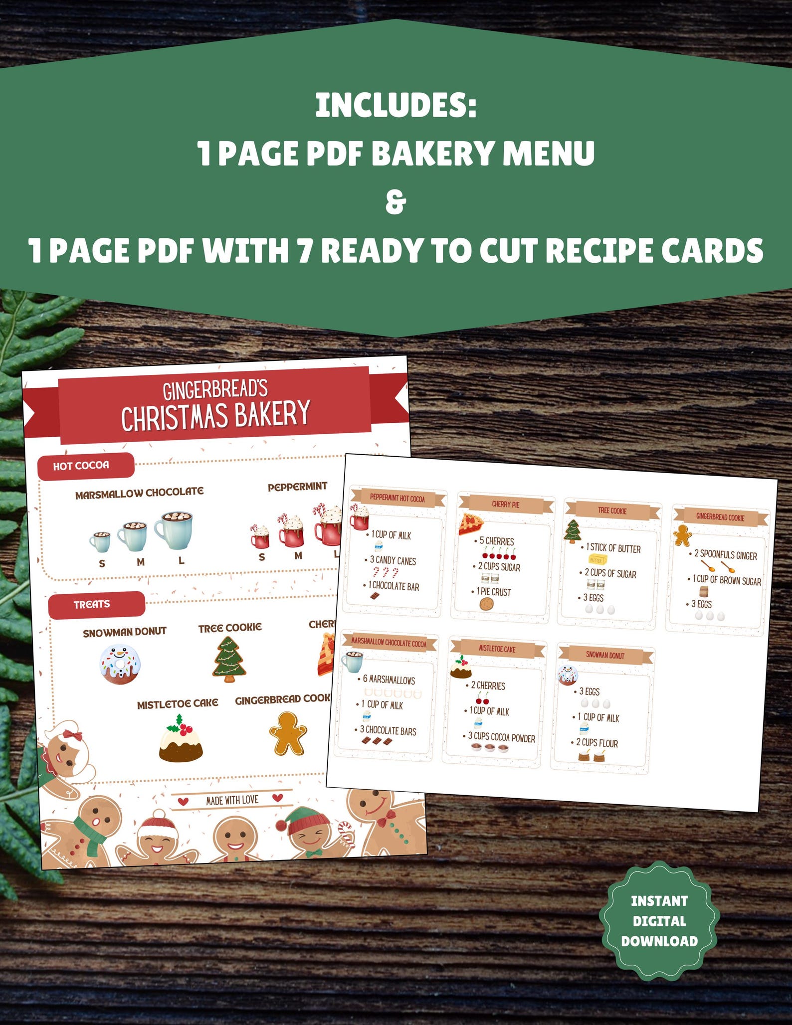 Pretend Play Christmas Bakery Menu Set, Bakery Play, Bakery Pretend ...