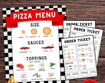 Pretend Play Pizza Menu Set, Pizza Restaurant Play, Pizza Pretend Play ...