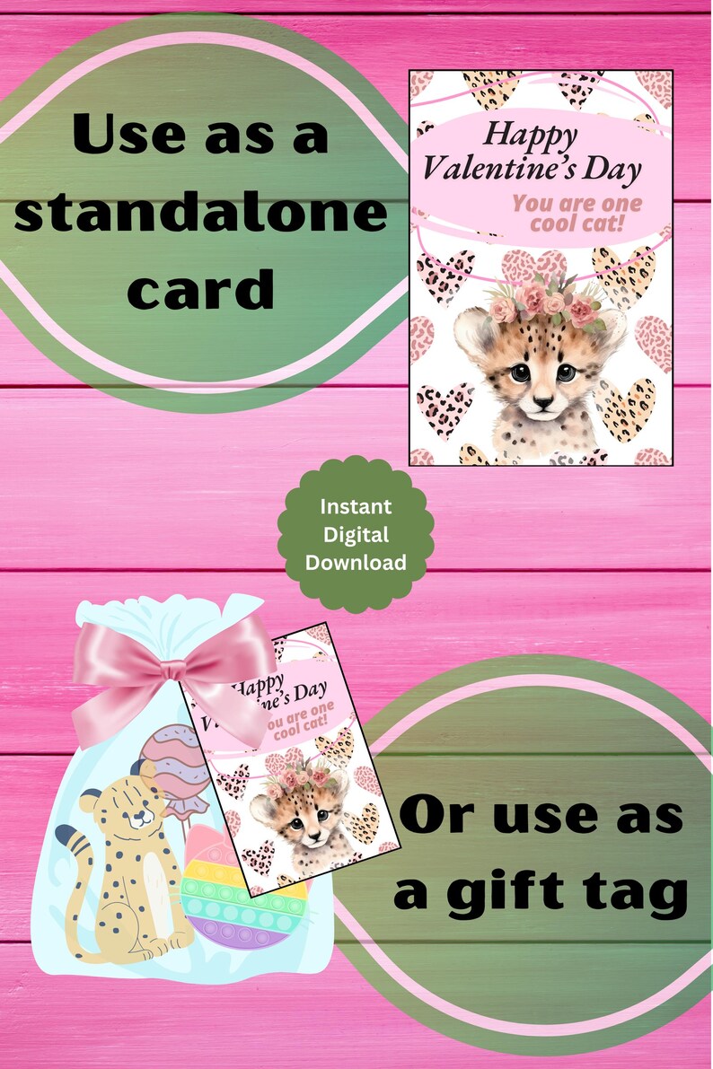 Cheetah Valentines - Leopard Valentines - Kids Valentine’s Cards ...