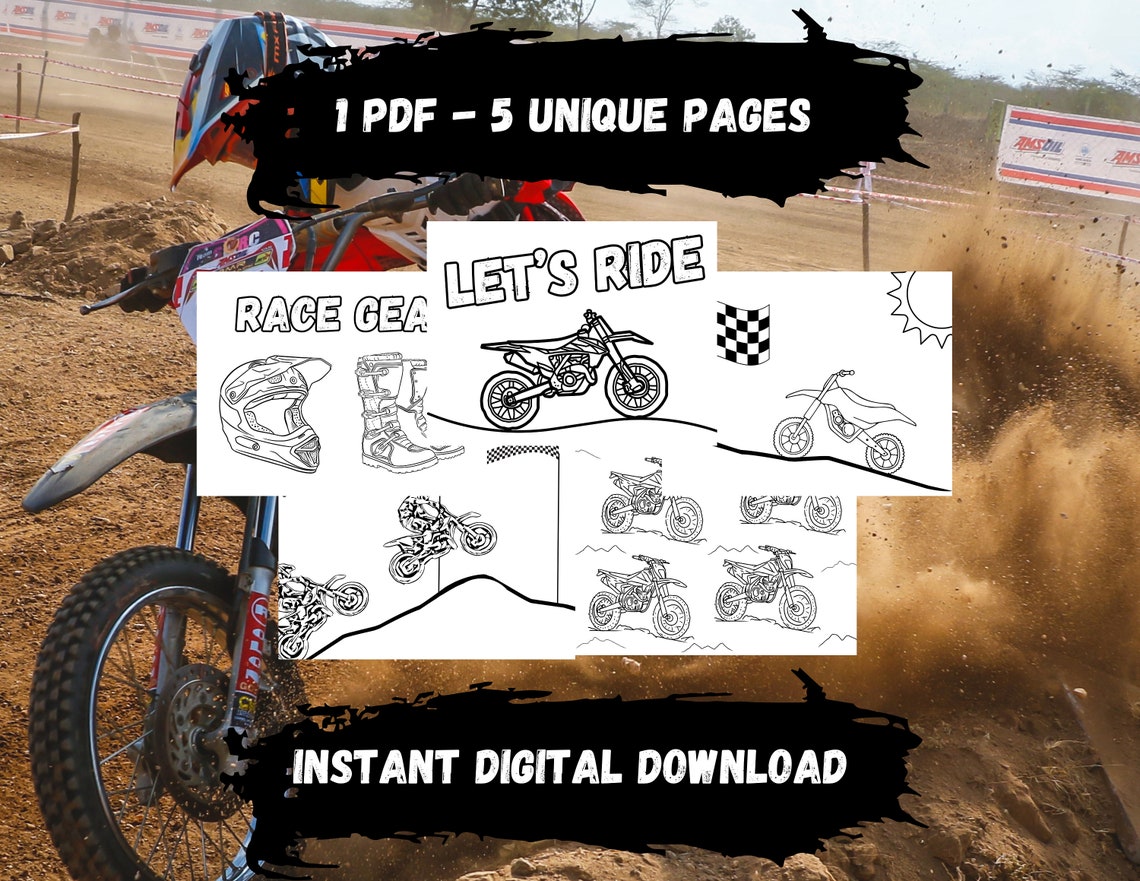 Dirt Bike Coloring Pages, Kids Motocross Activity, Supercross Ideas for ...