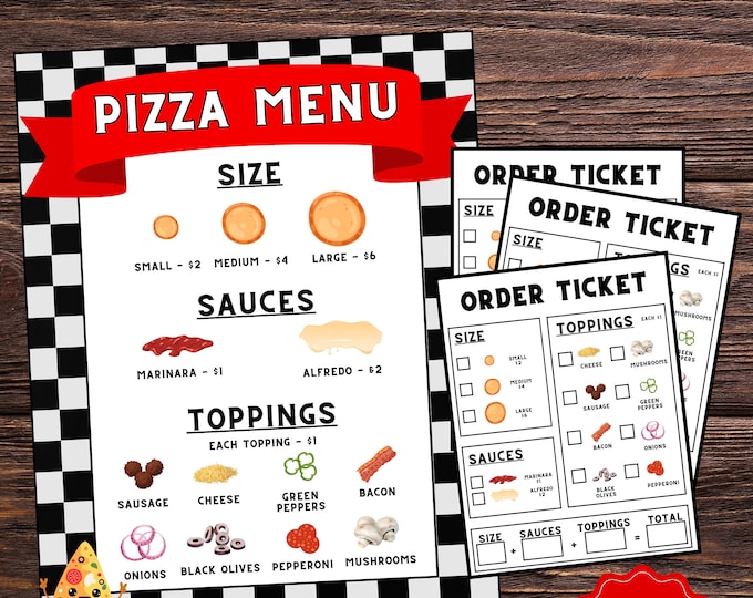 Printable PERSONALIZED Pretend Play Restaurant Set - Pizza Shop ...