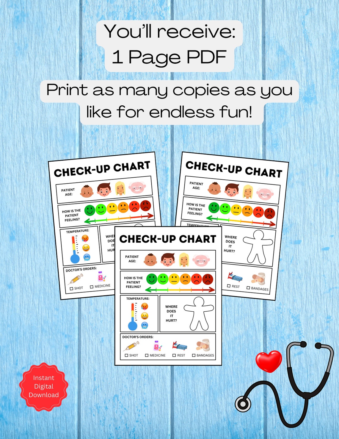 Pretend Play Patient Check-up Chart, Doctor Pretend Play Printable ...