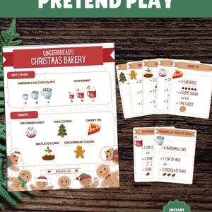 Pretend Play Christmas Bakery Menu Set, Bakery Play, Bakery Pretend ...