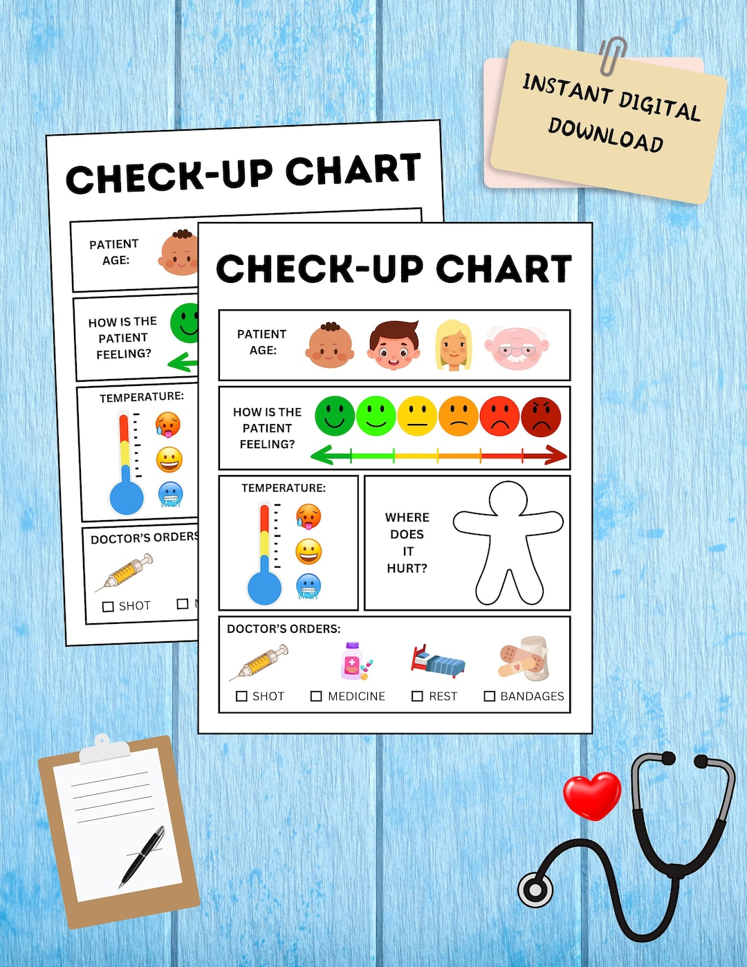 Pretend Play Patient Check-up Chart, Doctor Pretend Play Printable ...