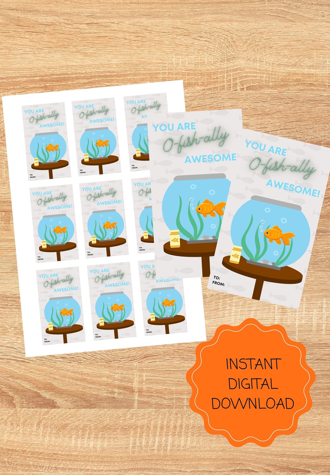 Fish Gift Tag - Kids Treat Cards - Student Gift Tag - Fish Party Favor ...