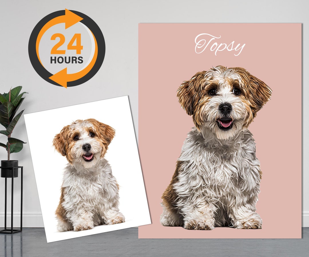 Custom Pet Portraits Using Pet Photo Personalized Digital Dog Portraits ...