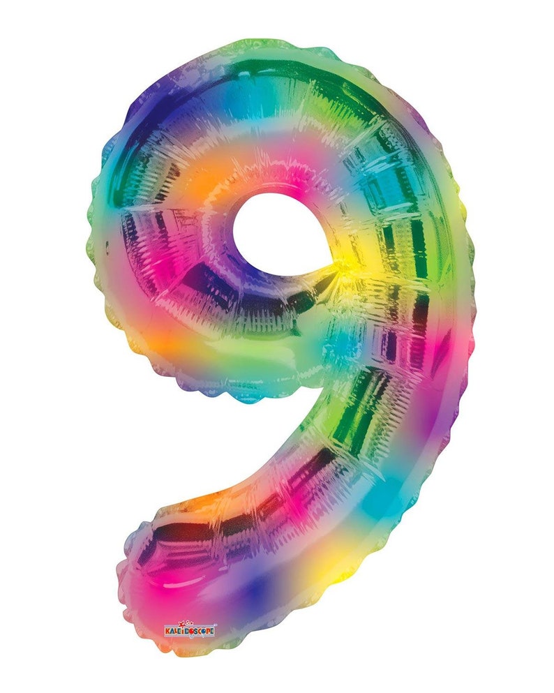 Number Balloons, Rainbow Color multi-color Shape Number Foil Balloon 34 ...