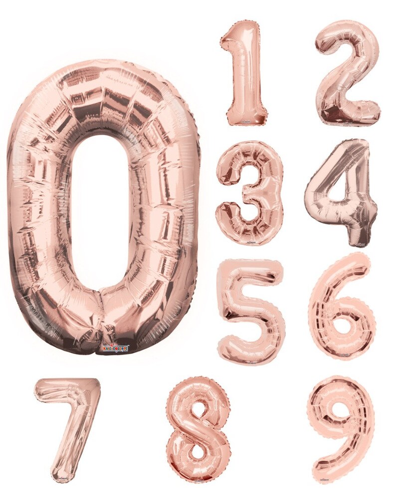 Number Balloons, Rose Gold Shape Number Foil Balloon 34 Inch. - Etsy