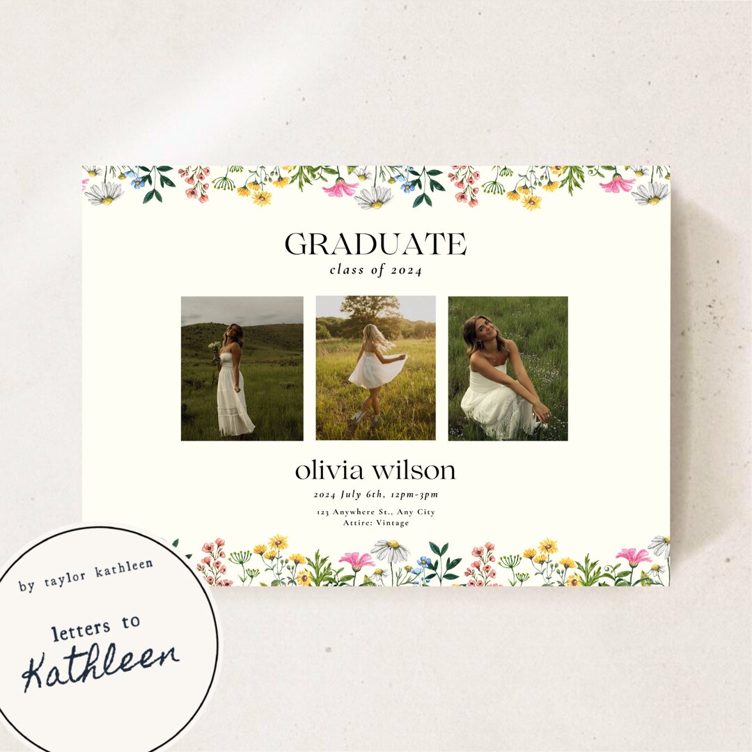 Floral Botanical Landscape Graduation Announcement Invitation 2024 ...