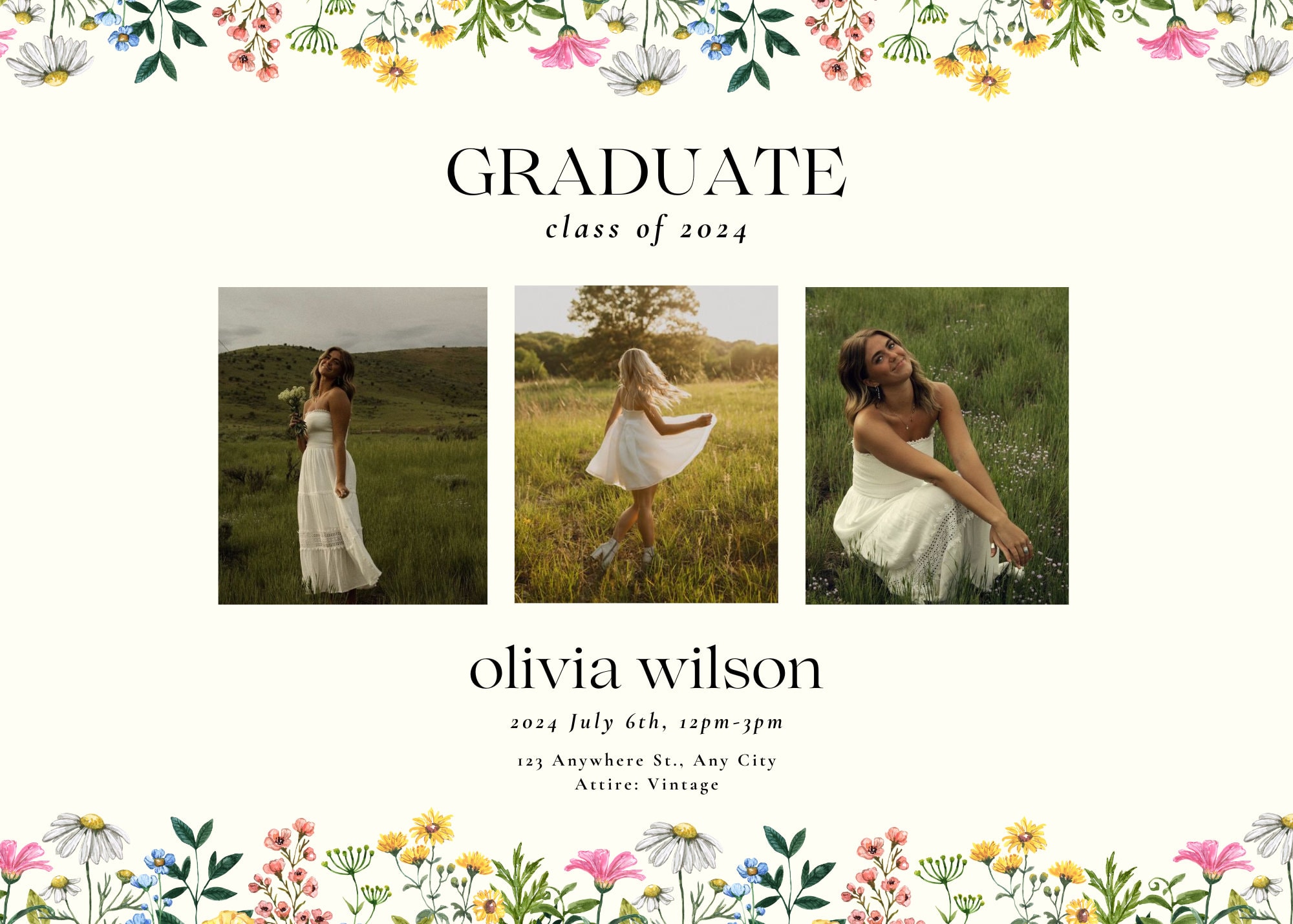 Floral Botanical Landscape Graduation Announcement Invitation 2024 ...