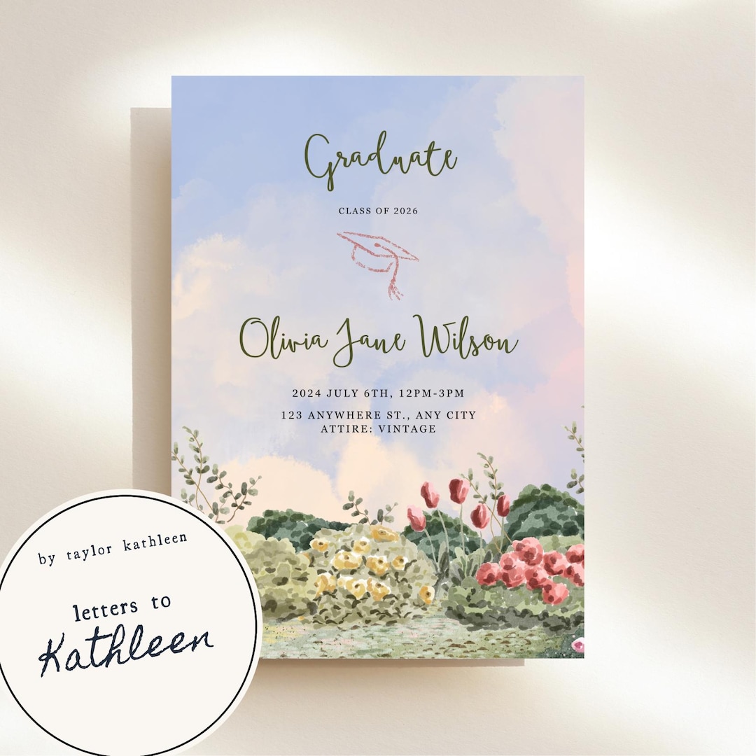 Vintage Painting Graduation Invitation | Romantic Garden Grad Invite ...