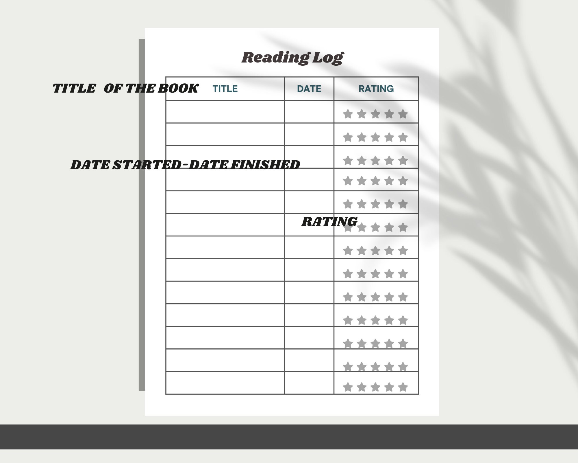 Reading Log Printable / Reading Tracker Printable, Reading Tracker ...