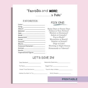 Employee Favorite List, Employee Favorite Things Survey, Staff ...