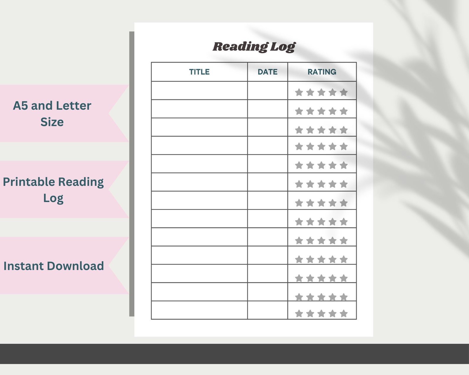 Reading Log Printable / Reading Tracker Printable, Reading Tracker ...