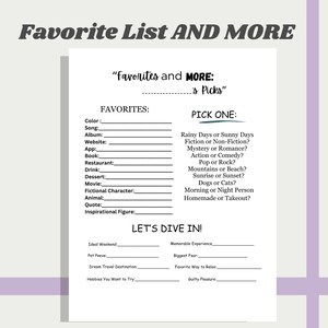 Employee Favorite List, Employee Favorite Things Survey, Staff ...