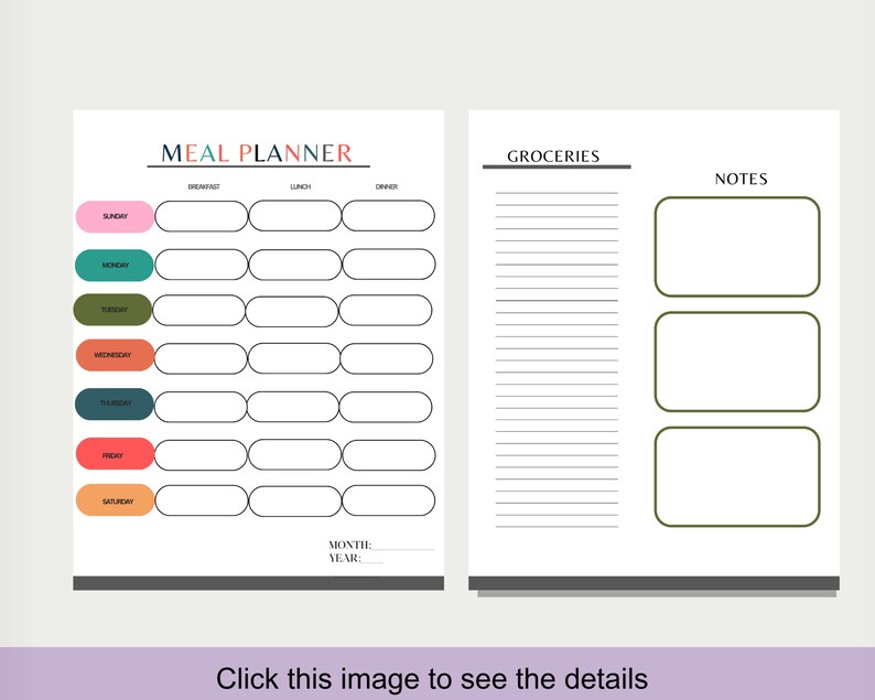 Meal Prep template for Meal Plan Weekly Meal Planner Printable and ...