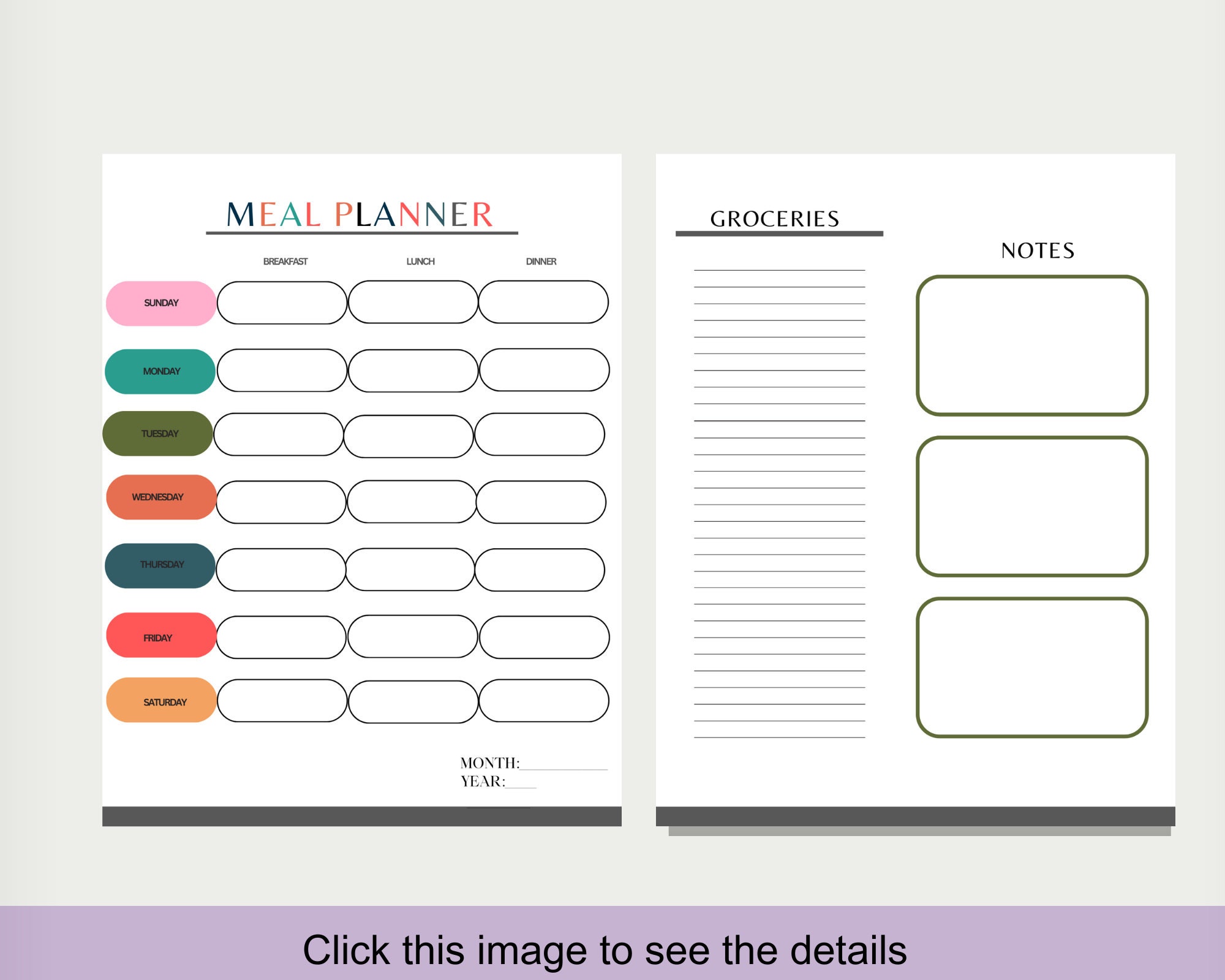 Meal Prep template for Meal Plan Weekly Meal Planner Printable and ...