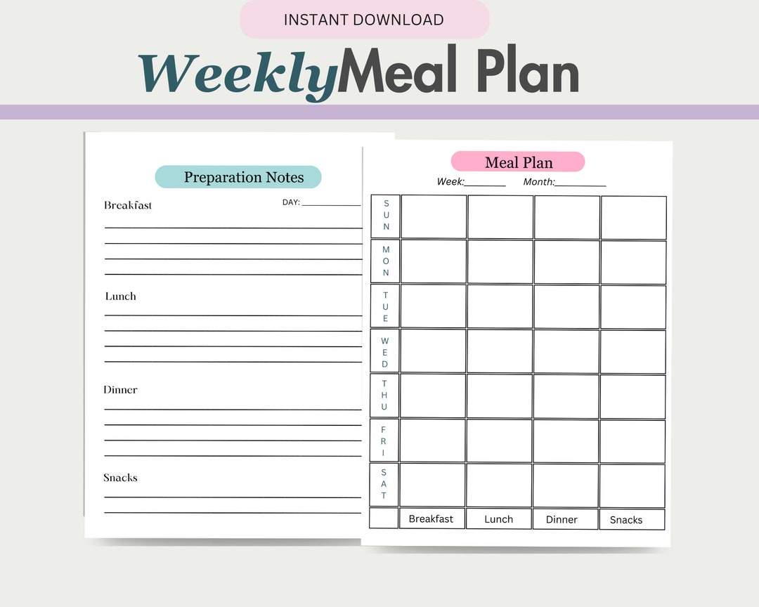 Meal Planner | Weekly Meal Planner Printable Food Planner Notes Food ...