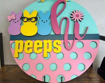 Hello Peeps, 18" Door Hanger - Etsy