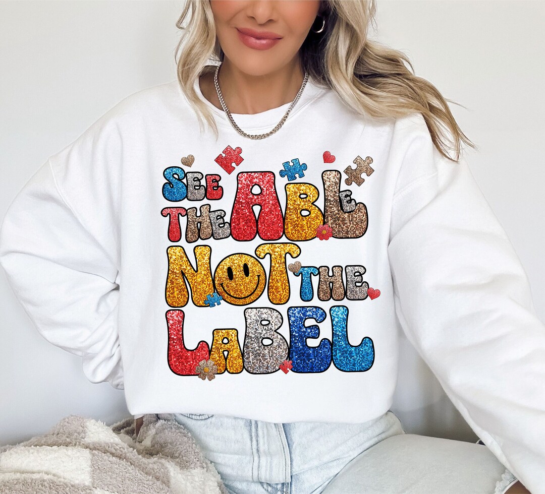 See the Able Not the Label Autism Glitter Png, Autism Awareness Png, Be ...