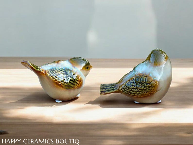 Ceramic Small Bird Figurines | Handmade Bullfinch Decor | Colorful Bird ...