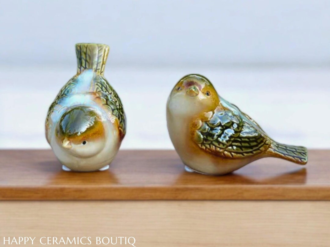 Ceramic Small Bird Figurines | Handmade Bullfinch Decor | Colorful Bird ...