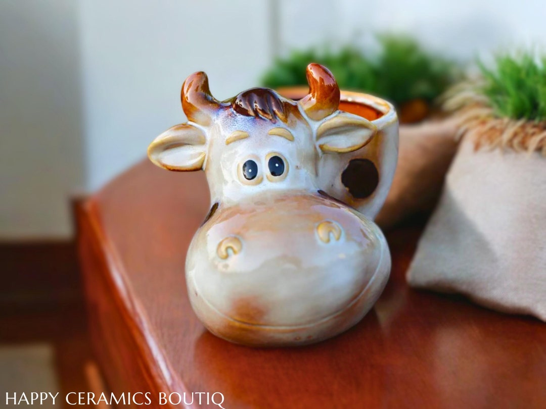 Ceramic Cow Planter Porcelain Milk Cow Succulent Plant Pot Cute Clay ...
