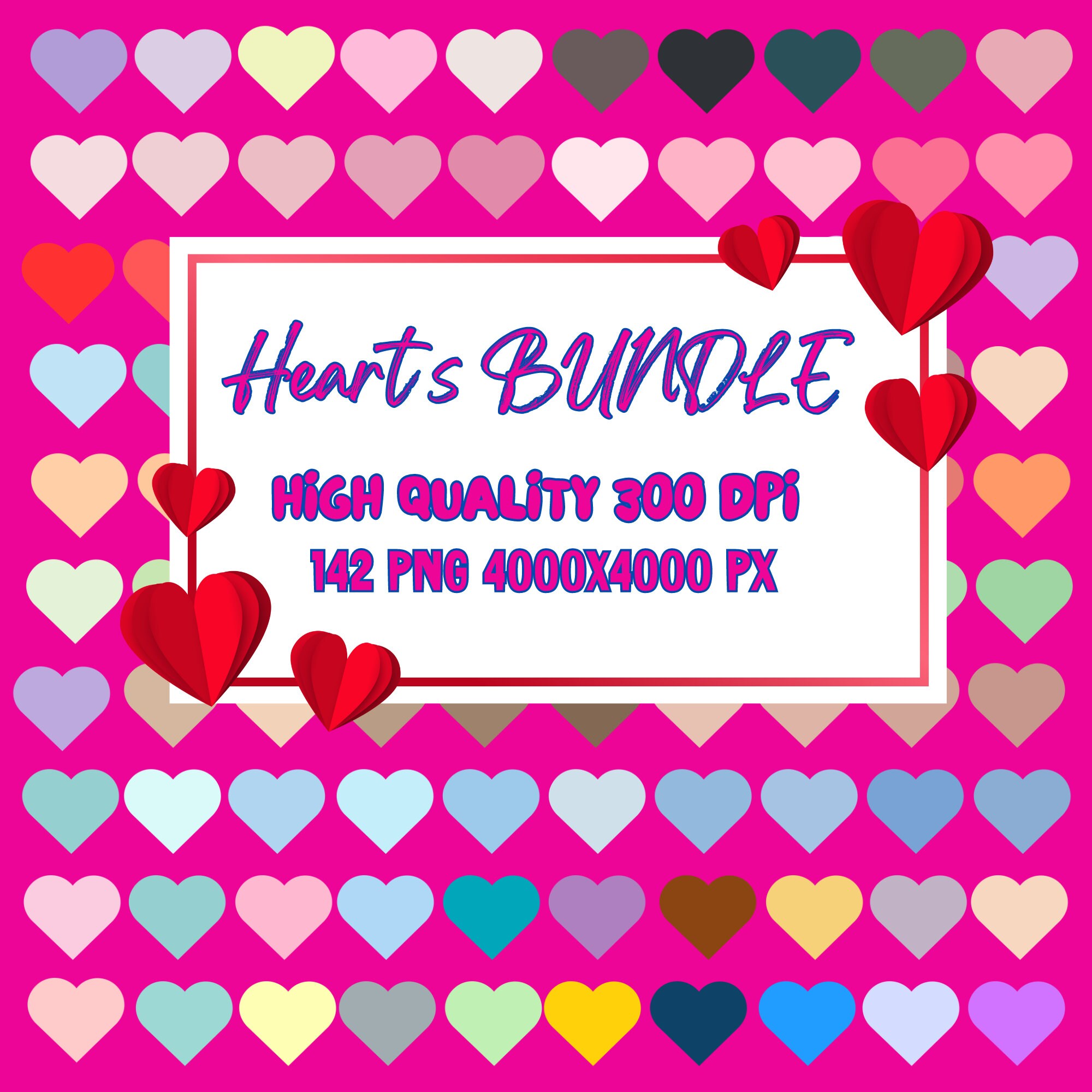 142 Hearts Clip Art, Love Clipart, Pastel Hearts, Commercial Use ...