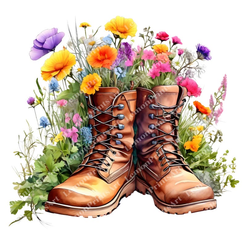 Floral Garden Boots Clipart, PNG, Junk Journal (digital Download) - Etsy