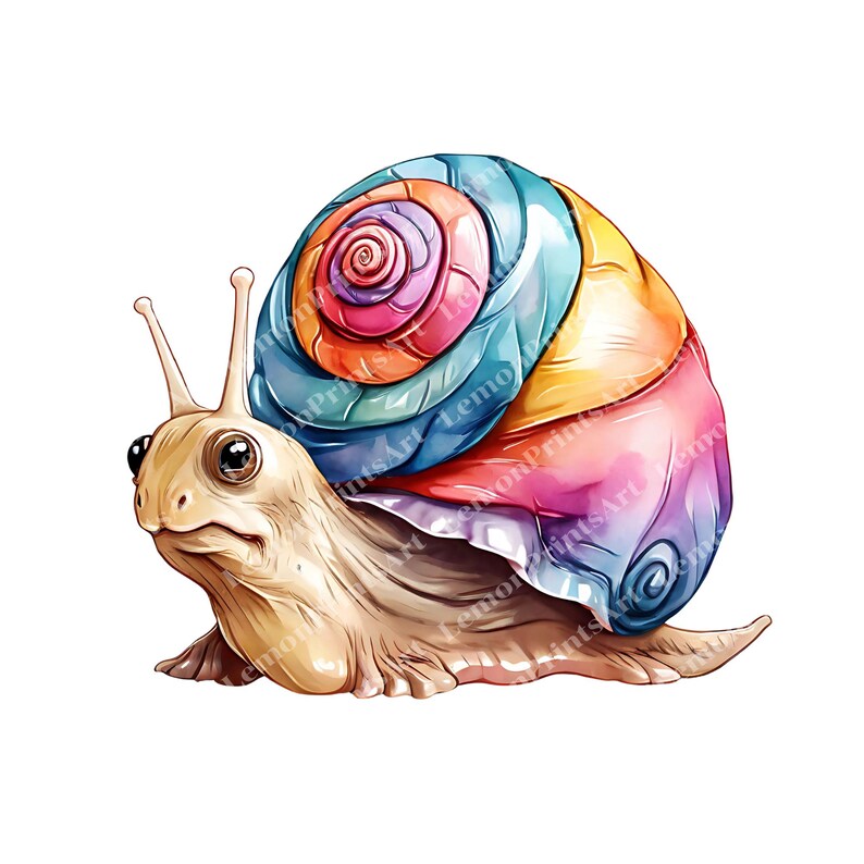 40 Cute Snail Watercolor Clipart, Cute Animal Clipart, Baby Snail, High ...