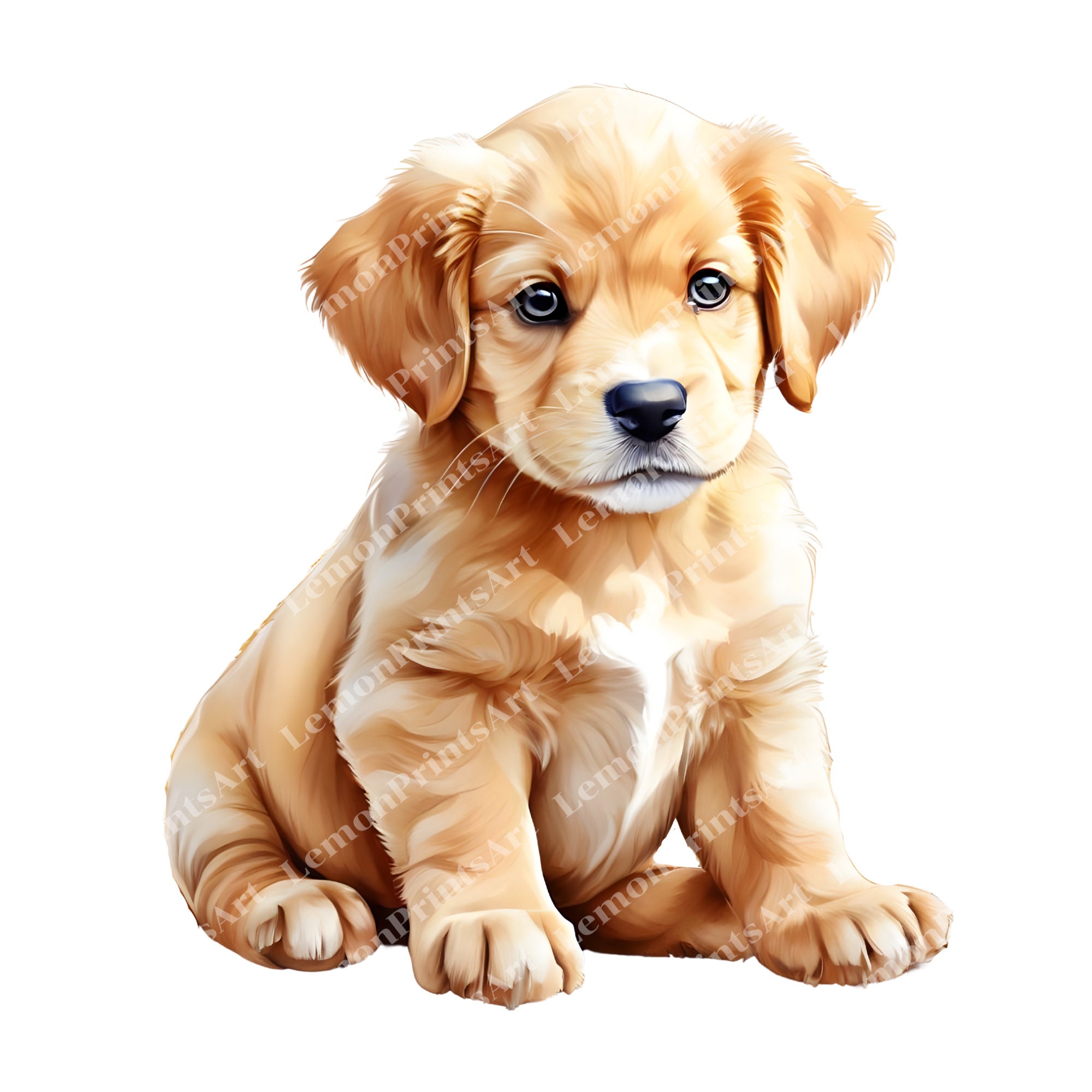 37 Golden Retriever Clipart, Watercolor Puppy Clipart Bundle, Dog ...