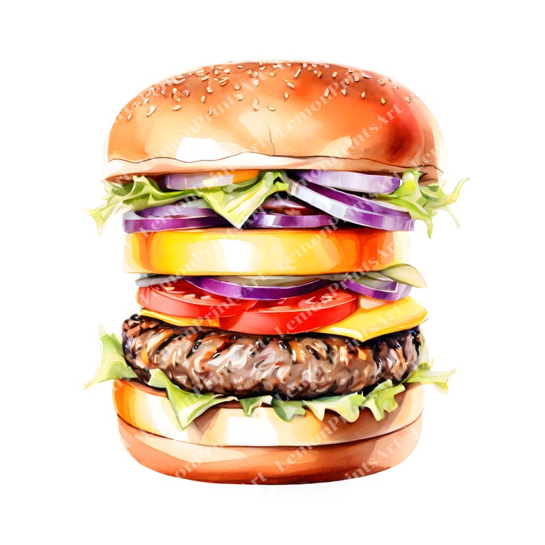 20 Fast Food Clipart, Watercolor Fast-food Clipart, High Quality ...