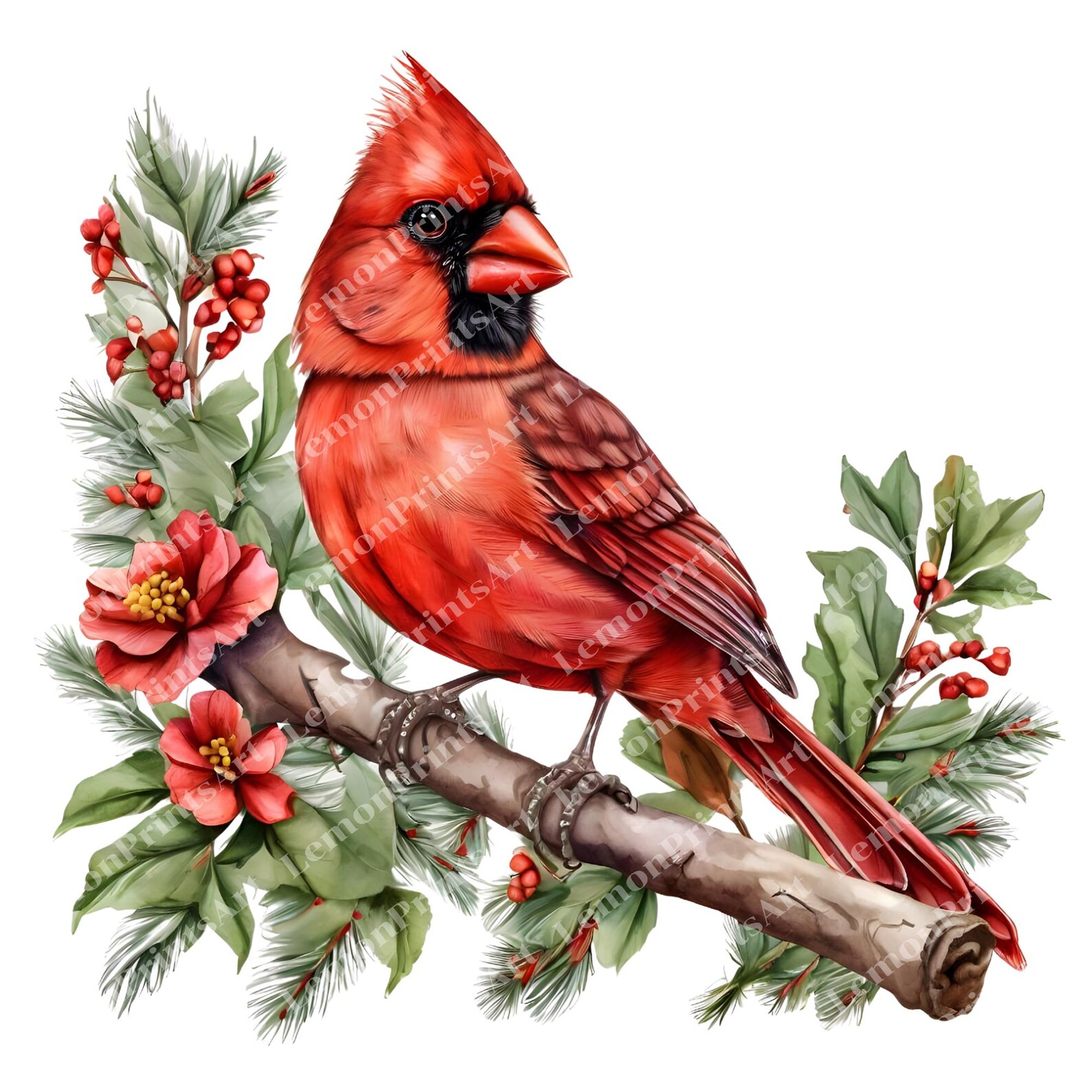 24 Red Cardinal Clipart, Illustration Northern Bird, High Quality ...