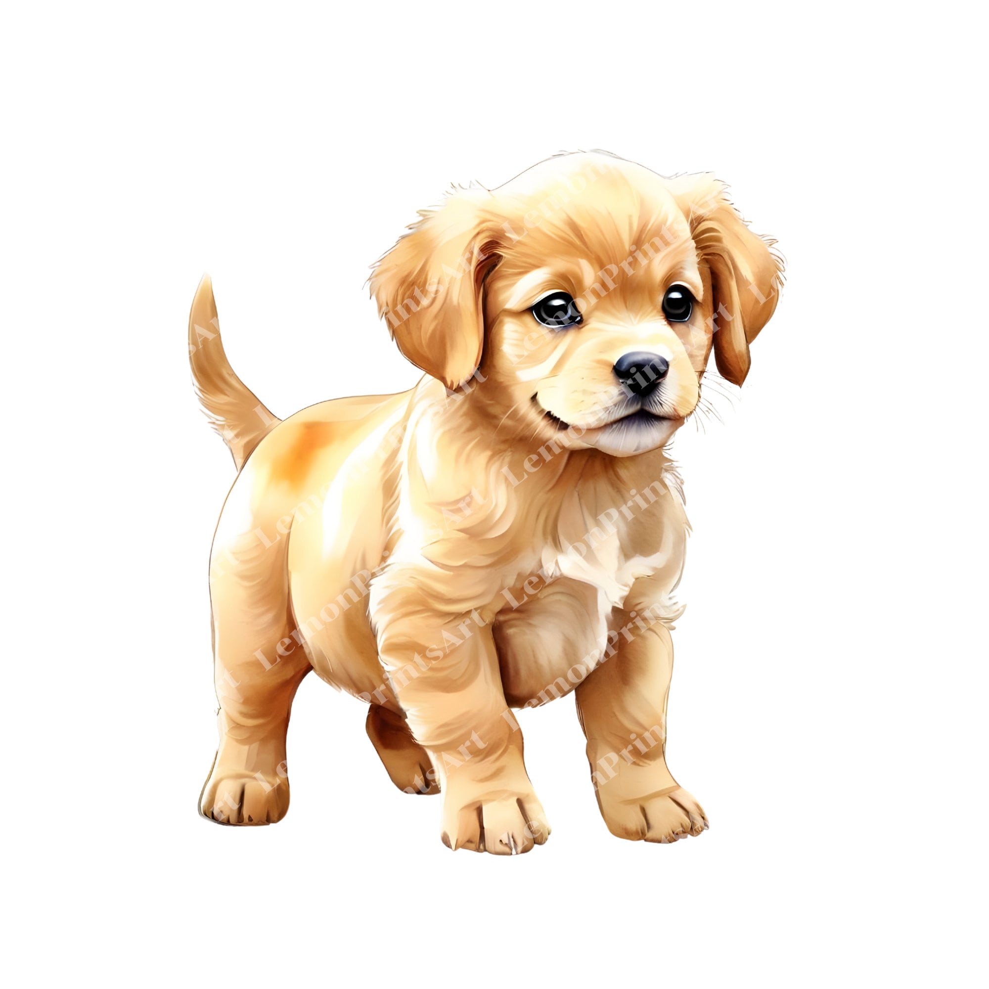 37 Golden Retriever Clipart, Watercolor Puppy Clipart Bundle, Dog ...