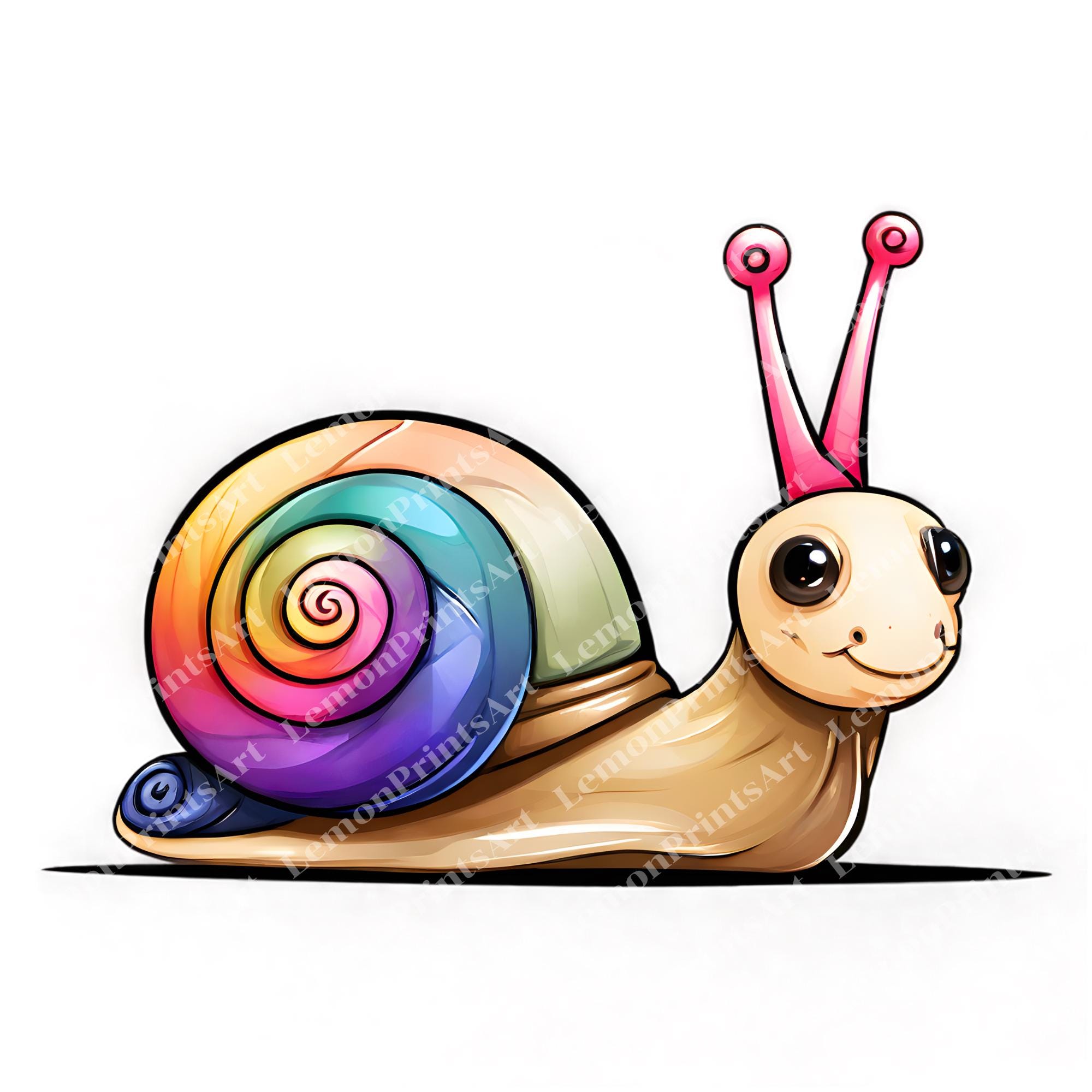 40 Cute Snail Watercolor Clipart, Cute Animal Clipart, Baby Snail, High ...