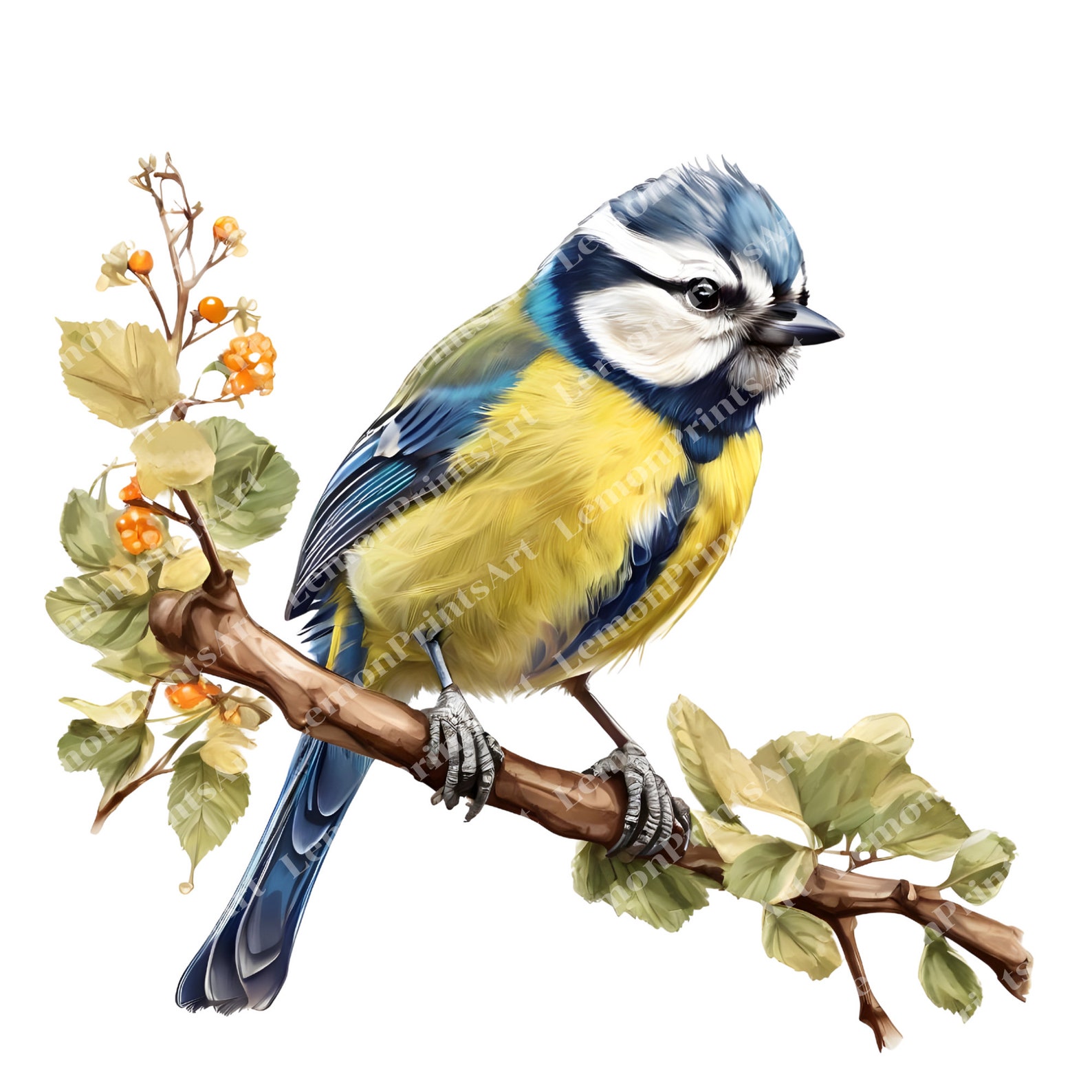24 Blue Tit Bird Clipart,watercolor Bird Clipart, High Quality ...