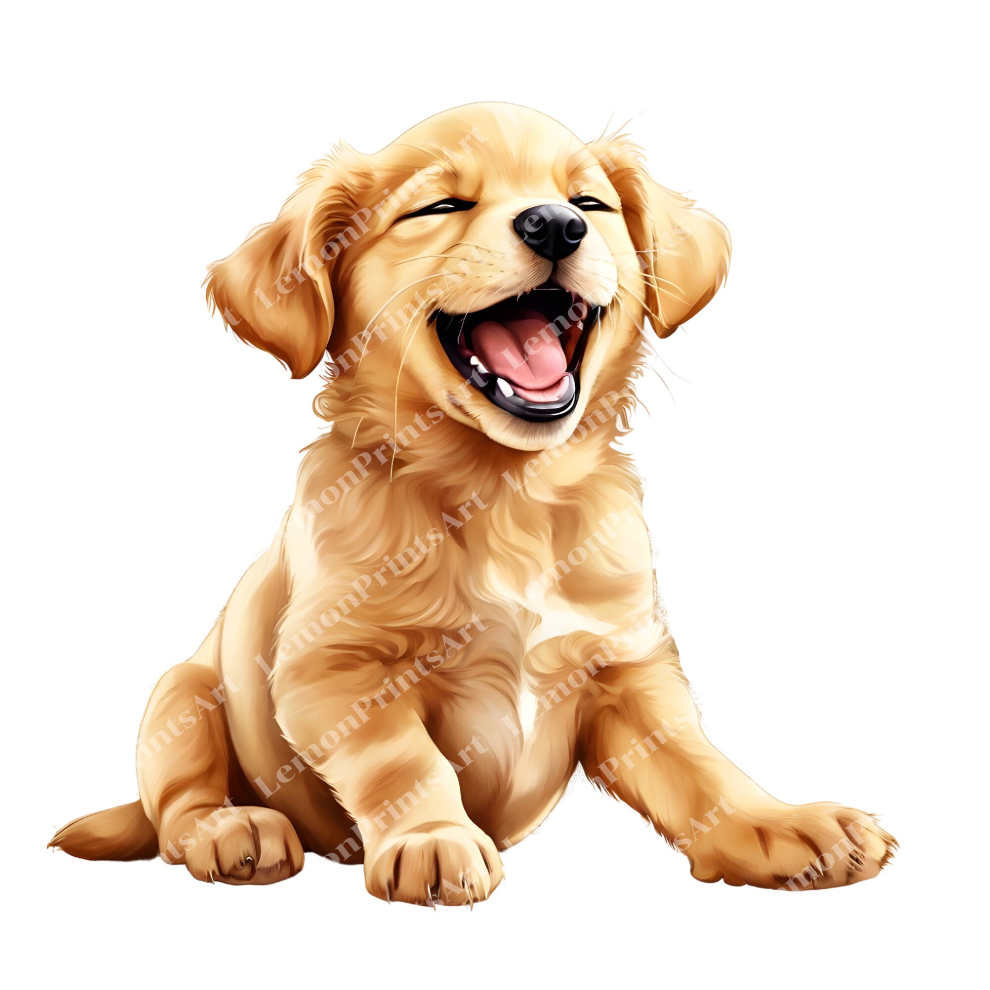 37 Golden Retriever Clipart, Watercolor Puppy Clipart Bundle, Dog ...