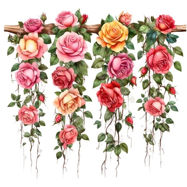 Climbing Rose Digital Paper - Etsy