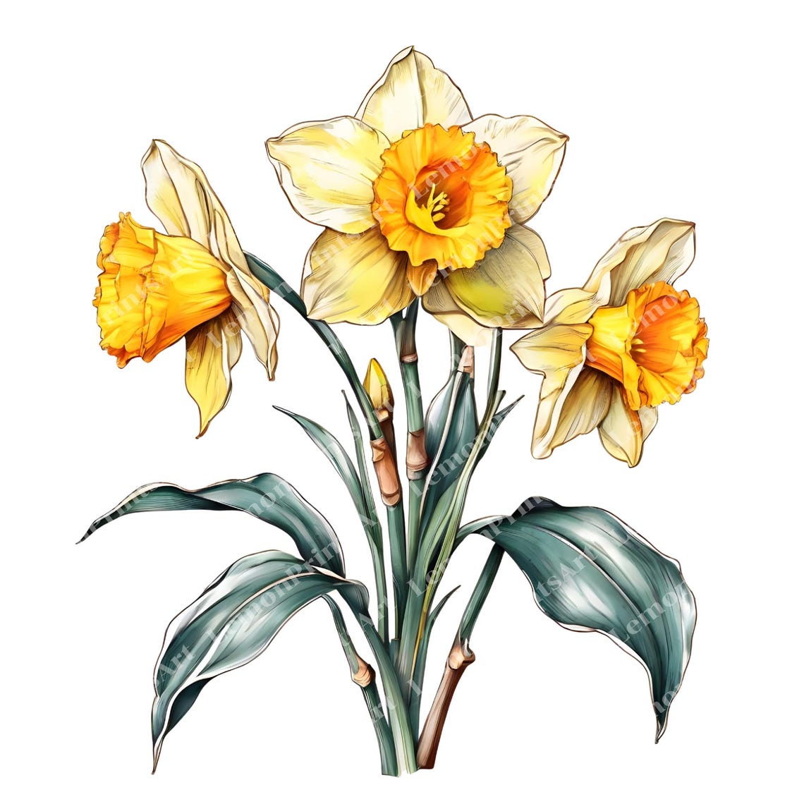 26 Watercolor Daffodil Clipart, Spring Floral, High Quality Transparent ...