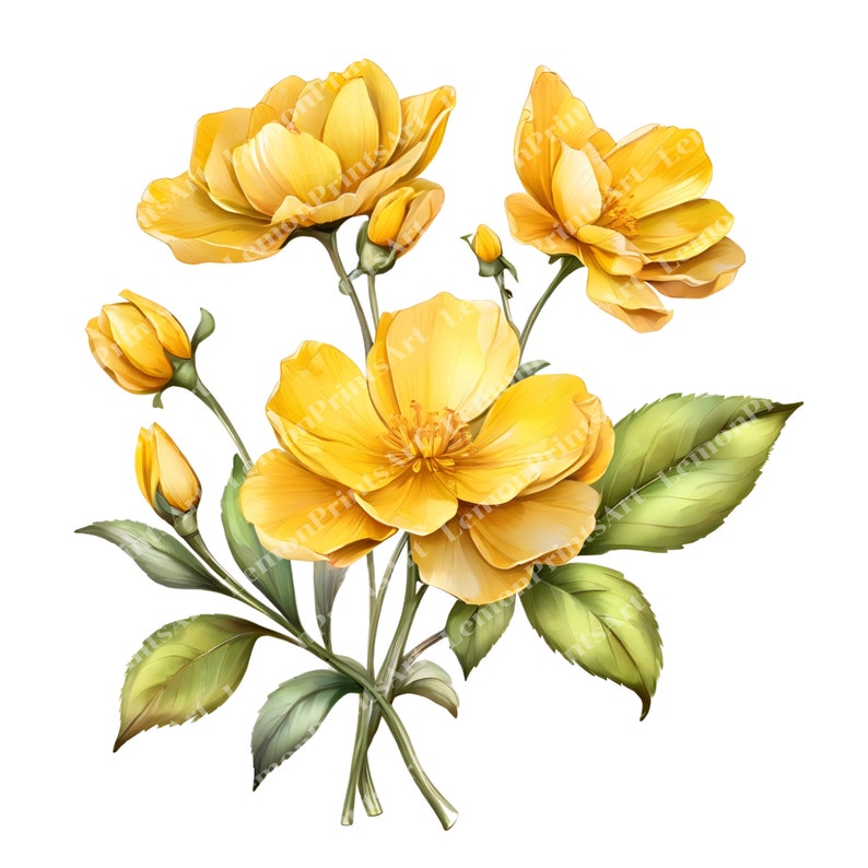 25 Yellow Flowers Clipart, Yellow Floral Print, High Quality ...
