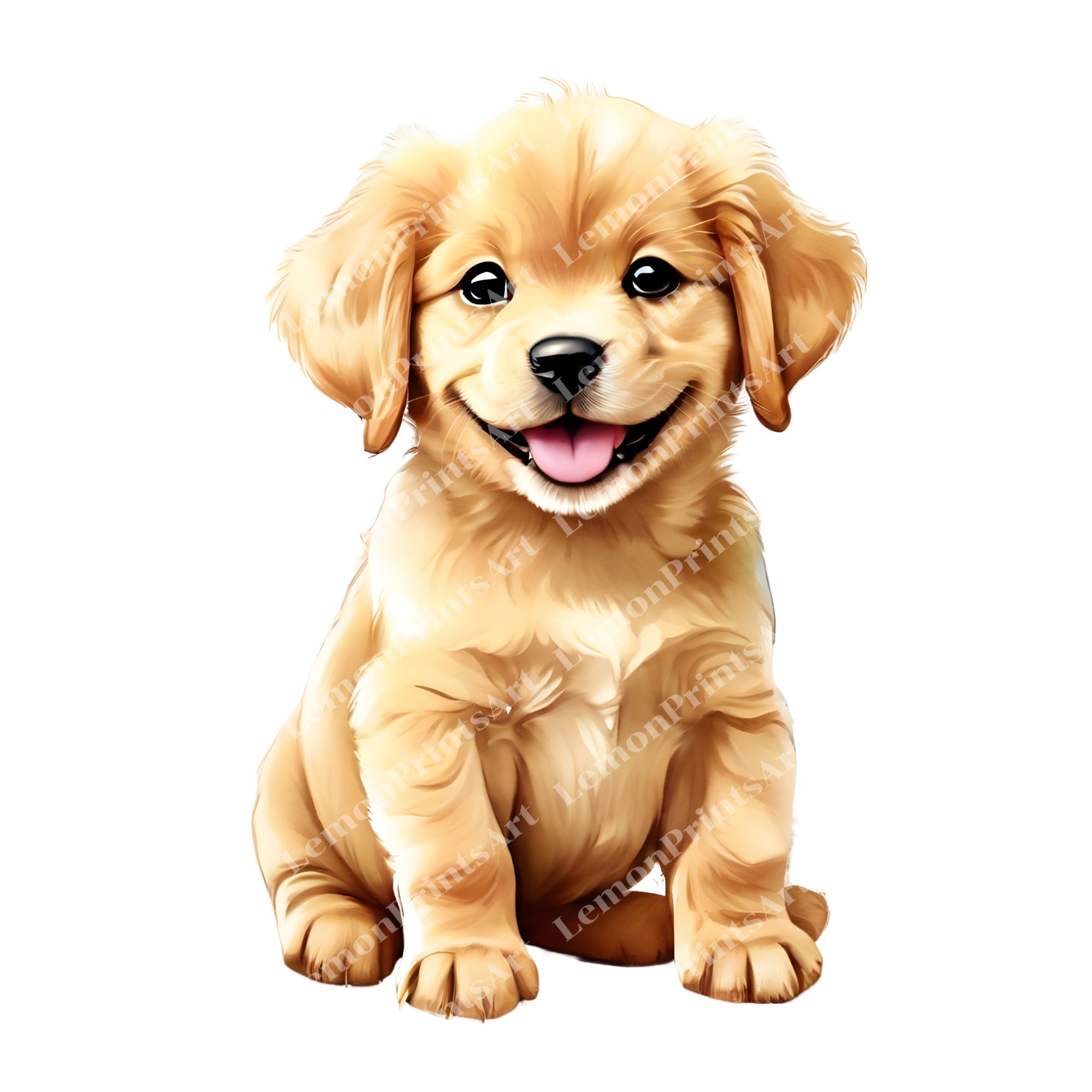37 Golden Retriever Clipart, Watercolor Puppy Clipart Bundle, Dog ...