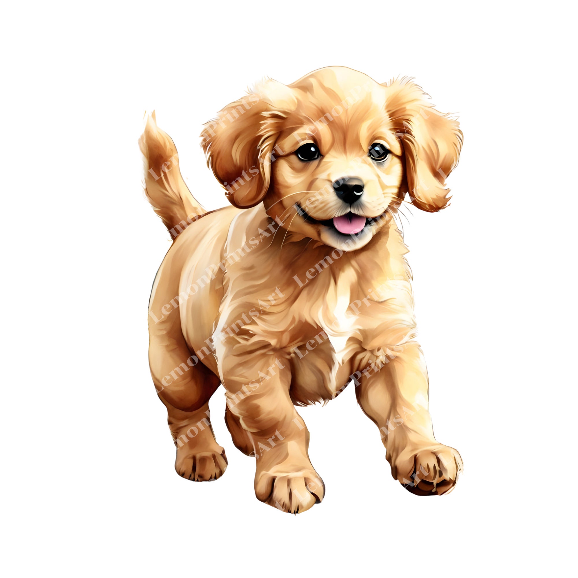 37 Golden Retriever Clipart, Watercolor Puppy Clipart Bundle, Dog ...