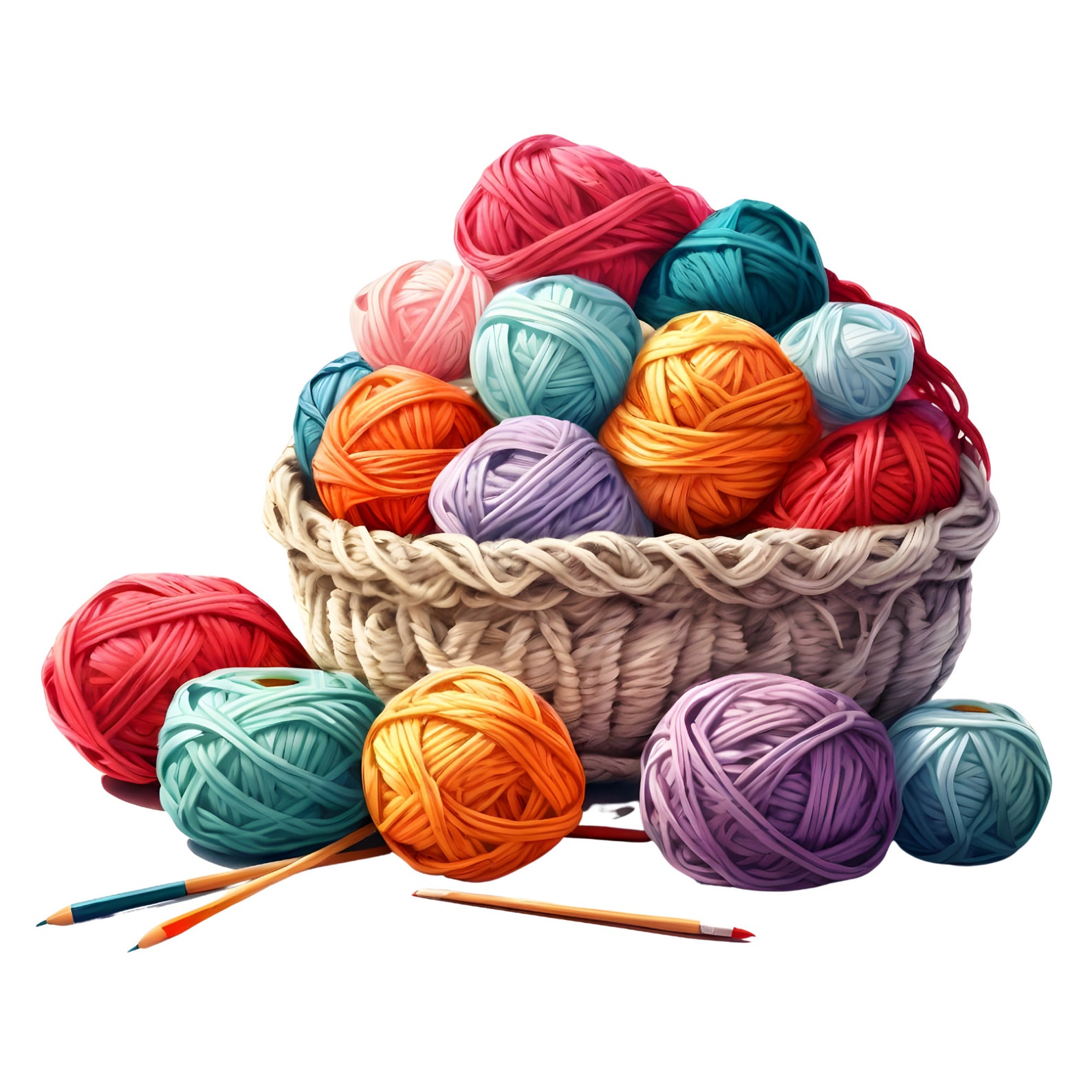 45 Knitting and Yarn Clipart, Knitting Crochet With Yarn, Watercolor ...