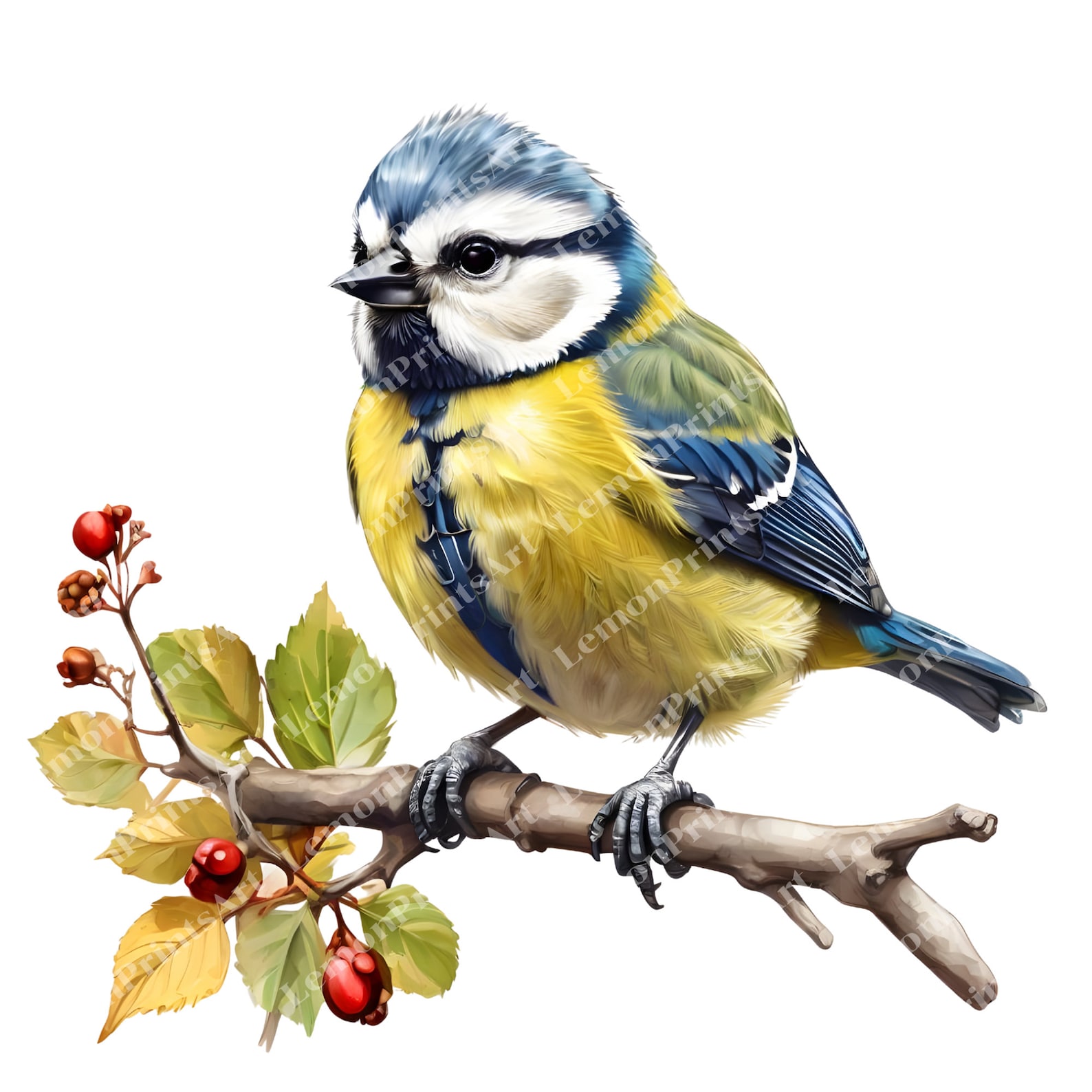 24 Blue Tit Bird Clipart,watercolor Bird Clipart, High Quality ...