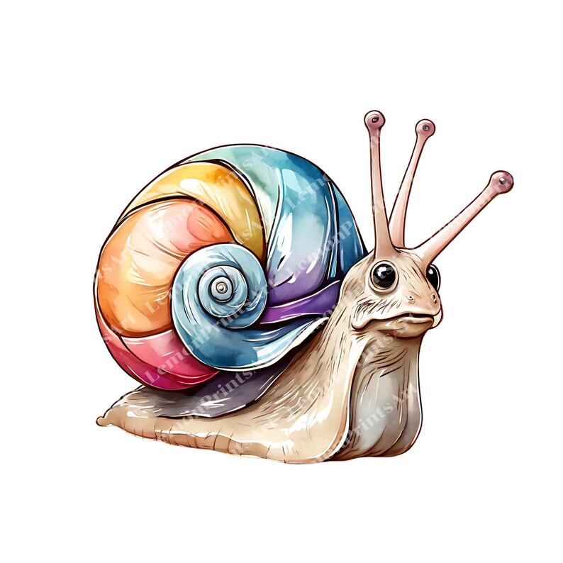 40 Cute Snail Watercolor Clipart, Cute Animal Clipart, Baby Snail, High ...